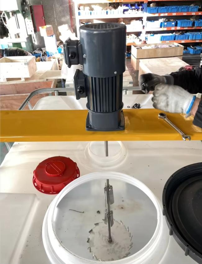 Mixer retracted position view showing compact storage