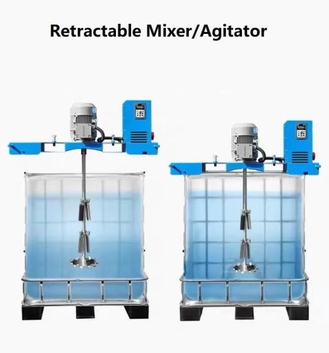 Retractable mixer installation example in IBC tank