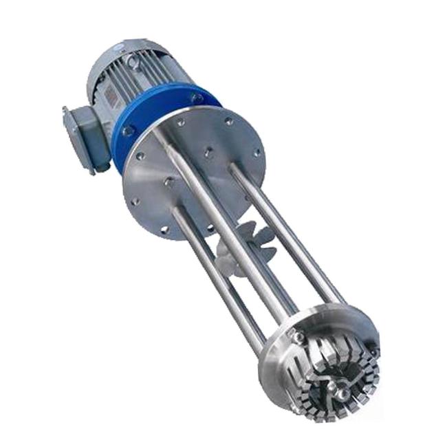 Close-up view of high shear mixer homogenizer showing detailed components