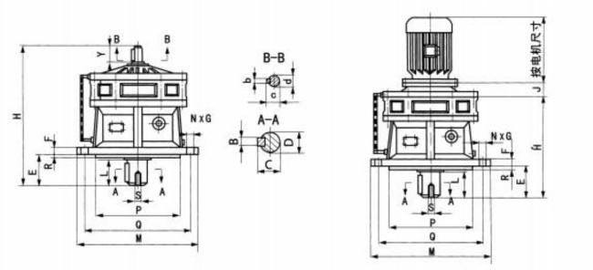 Single-stage horizontal cycloid pinwheel planetary reducer technical diagram