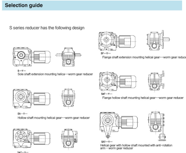 Technical diagram of helical gear speed reducer showing internal components