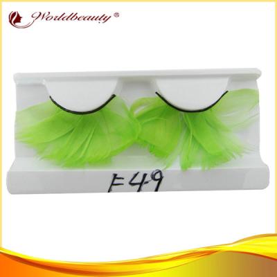 China Green Strip Feather Natural False Eyelashes Handmade For Women for sale