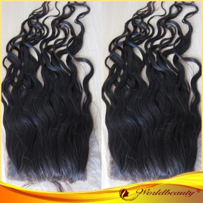 China Tangle Free Remy Wavy Human Hair Top Closure 12 Inch No Shedding for sale
