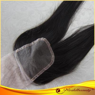 China Soft / Silky 1# Human Hair Top Closure 14 Inch Straight Wave for sale