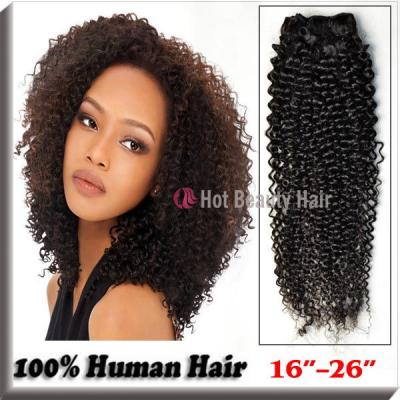 China Kinky Curly Indian Remy Hair Extensions Tangle-Free 14 Inch Black for sale