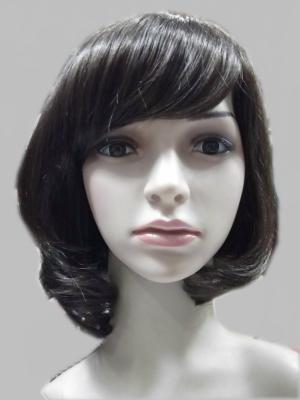 China OEM Black Wavy Petite Hair Synthetic Full Lace Wigs With Bangs 140g / Piece for sale