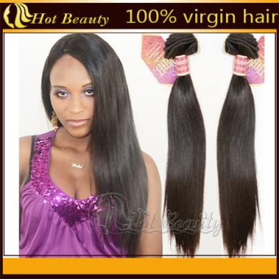 China Long Straight Brazilian Virgin Human Hair Extensions Black 12'' - 32'' for sale
