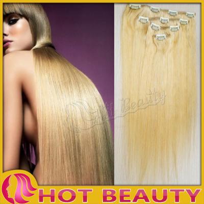 China Stock Mixed Color Clip in Hair Extensions 20 Inch Straight For Female for sale