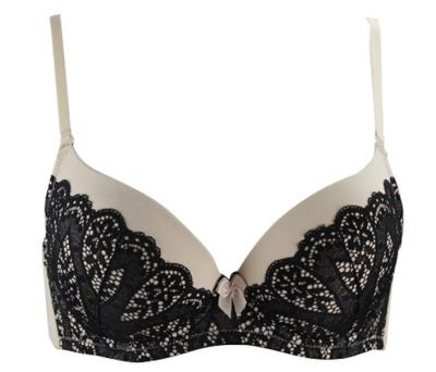 China Removable Back Closure Lace Microfiber Breast Lift Bra Underwire Bra with Bow for sale