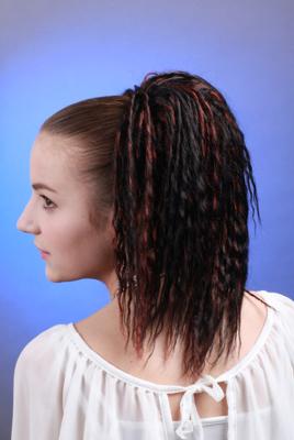 China Brown Deep Wave Synthetic Pony Tail Wigs for Women for sale
