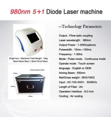 Cina Dispositivo di rimozione vascolare/fisioterapia laser a diodo 5 in 1 980nm con martello freddo in vendita