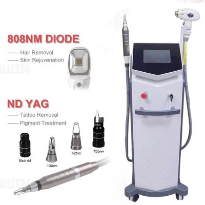 Cina DPL depilazione picosecondi q laser commutato multifunzionale due maniglia 3 laser a diodo di lunghezza d'onda 755 808 1064 nm Carbon peeling in vendita