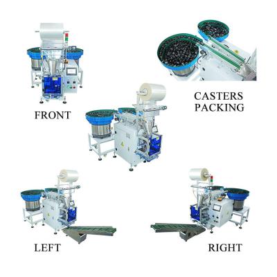 China 2 Vibration Plates Push Pull Shelf Casters Filling Hot Sale Good Quality Luggage Casters Packaging Machine for sale