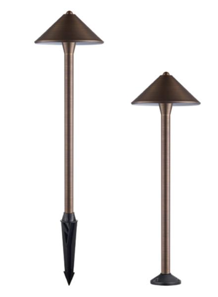 Quality 12 Volt LED Garden Spike Lights G4 Tempered Glass Antique Brass Spike Or Surface for sale