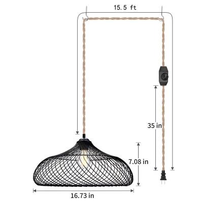 Cina Bamboo Material Industrial Style Pendant Lamp With Plug And Switch in vendita