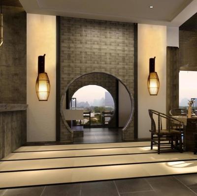 Cina Chinese retro solid wood wall lamp - Hotel Bamboo corridor lamp -antique bamboo lantern wall lamp in vendita