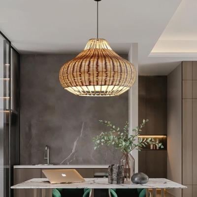 Cina Prodotto artigianale creativo Pendente di Rattan lampadario leggero Forma rotonda in vendita