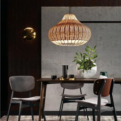 Cina Prodotto artigianale creativo Pendente di Rattan lampadario leggero Forma rotonda in vendita