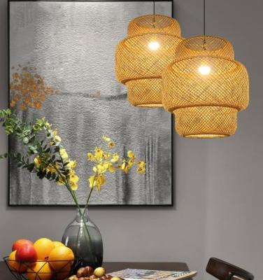 Cina 3500K Rondo Bambù Tessitura LED Pendente Luce, Rotondo Rattan Luce OEM ODM in vendita