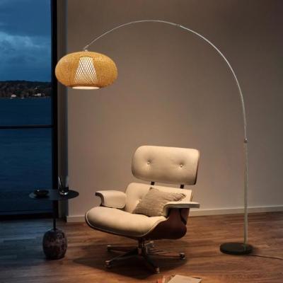 Cina funky rattan lampshade sofa side led floor standing lamp in vendita