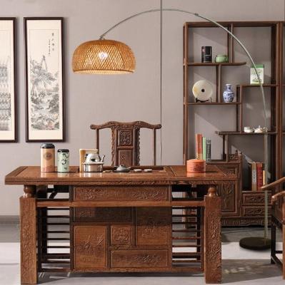 Cina funky rattan lampshade sofa side led floor standing lamp in vendita