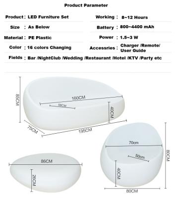 Cina waterproof color changing plastic Led tea table chair set in vendita