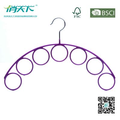 China Betterall Purple Curved Holey PVC Metal Hanger for Ties for sale