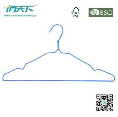 China Betterall Fashionable Blue Chrome Metal Hanger with Non-slip Shoulder for sale