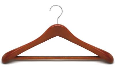 China Betterall WL8021 Walnut Color Chrome Ball End  Hook Home Usage  Lotus Wood Garment Hanger Luxury Wooden Shirt Hanger for sale