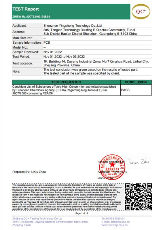 REACH - Shenzhen Yingsheng Technology Co., Ltd.