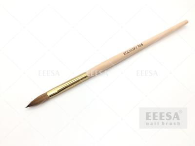 Cina Forma acrilica di ovale di Kolinsky 888 della spazzola del chiodo di Kolinsky di colore della maniglia del puntale di legno naturale dell'oro in vendita