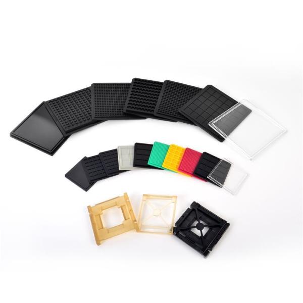 ROHS Black Stable Flatness PC 2-inch and 4-inch Waffle Pack Chip Trays For Electronic Die