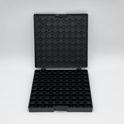 China Black ESD PC Clamshell Chip Tray with Lock Mechanism for sale