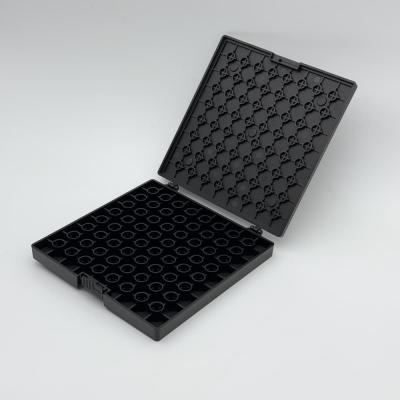 China Black ESD PC Clamshell Chip Tray with Lock Mechanism for sale