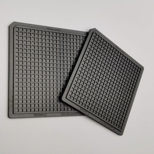 ROHS Black Stable Flatness PC 2-inch and 4-inch Waffle Pack Chip Trays For Electronic Die