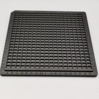 China ESD Stackable Waffle Tray for IC Chips - 101.6×101.6×5.0mm Black PC Material with 378 Cavities for sale