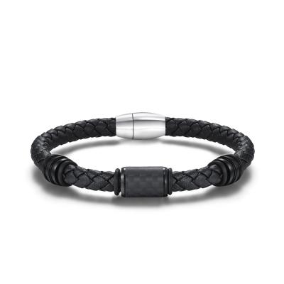 China Wide Multilayer Braided Leather Stainless Steel Bracelet For Men for sale