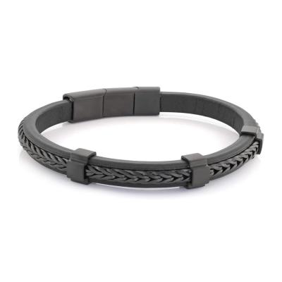 China Luxury Custom Logo Men's Magnetic Clasp Men Jewelry Bracelet Leather Bracelet for sale