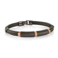 Quality Men PU Titanium Wristband Wrap Wide Braided Steel Leather Hand Bands Bangle for sale