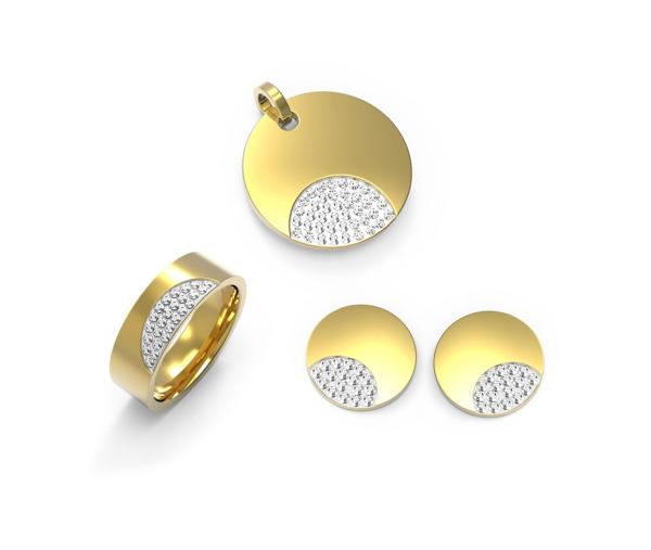 Quality Simple Gold Men's Jewelry Sets Cross Ring Necklace Set Sweater Chain Alloy Jewelry for sale
