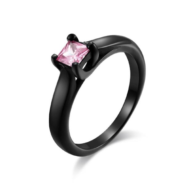 Quality Men's Jewelry Stainless Steel Ring Matte Black Vintage Crystal Stone Ring for sale