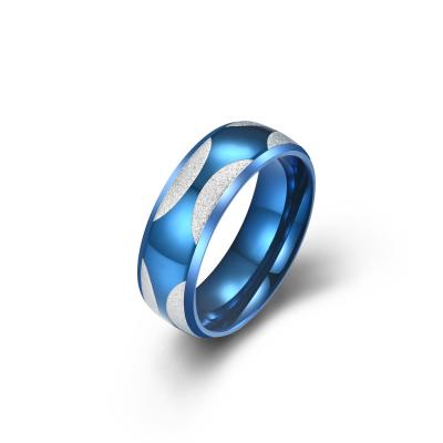 China Simple Jewelry Men's Stainless Steel Ring Flower Pattern 8MM Ring for sale