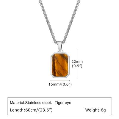 China Lightweight Stainless Steel Inlay Tiger Eye Pendant for Fashionable Men's Jewelry for sale
