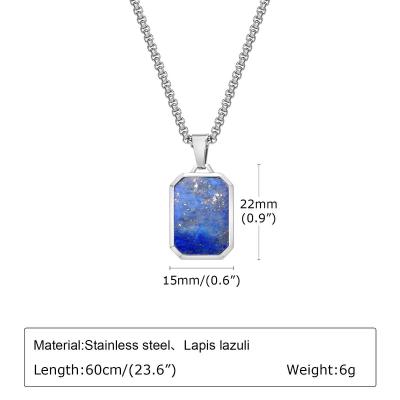 China Stylish Lapis Lazuli and Stainless Steel Pendant for Unisex Wedding Occasion for sale