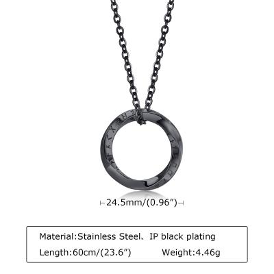 Chine Collier en acier inoxydable IP noir plaqué rond Collier avec chiffres romains Résistant à la corrosion à vendre