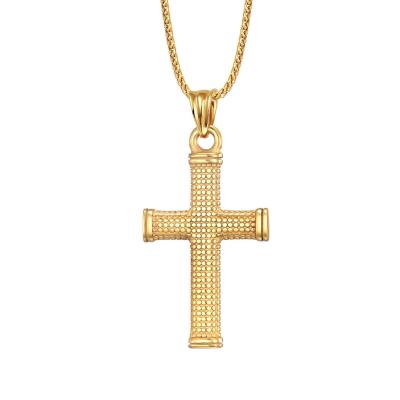 China Cross Necklace for Men Vintage Gold Cross Pendant Mens Cross Necklace Christian Jewelry Religious Gifts for sale