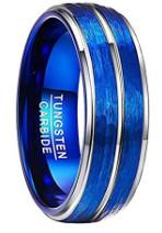 China Vakuumplattierte Blau- und Steinmuster Tungstenkarbid Hochzeitsring mit Formenherstellung zu verkaufen