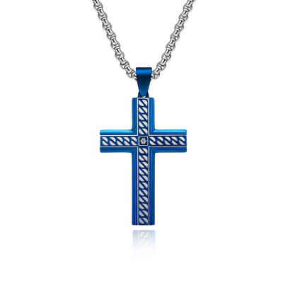 China Custom Logo Cross Pendant Necklace in Stainless Steel Gold Plated for Christian Religious Jewelry for sale