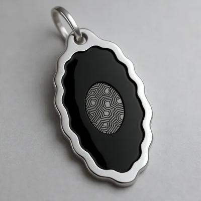 China Stylish Men's Pendant features a metal frame with  a black body and a geometric pattern design for sale