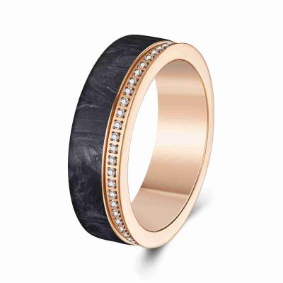 China Customizable Forged Carbon Fiber Ring with Superior Strength and Unique Marbled Patterns Wedding Band for sale